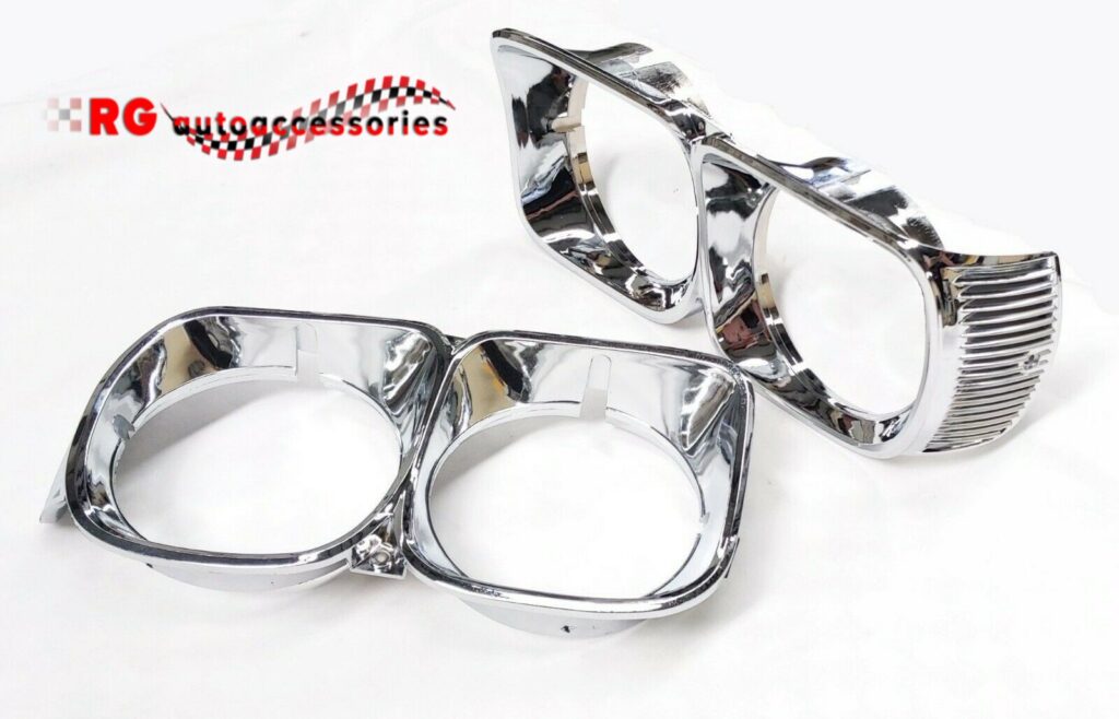 MAZDA RX3 12A SAVANNA ROTARY CHROME HEADLIGHT RIMS SURROUNDS (pair ...