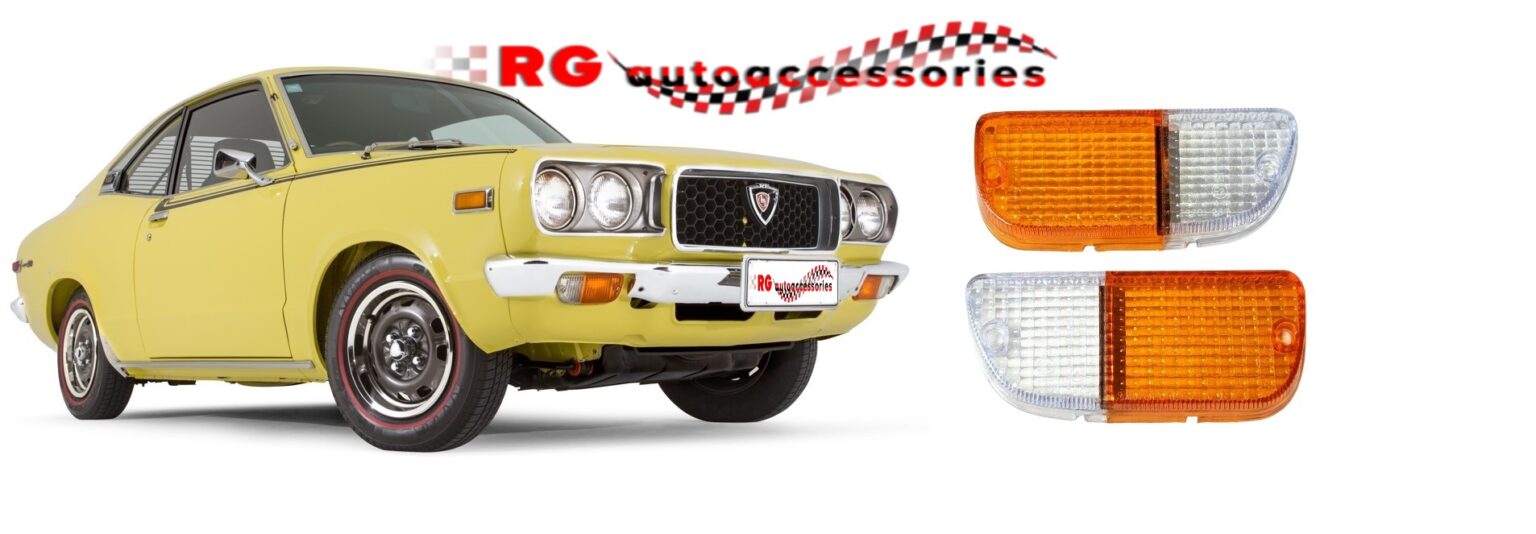 Mazda RX2 CAPELLA RX3 808 FRONT BUMPER PARK LIGHT LENSES PAIR ORANGE ...